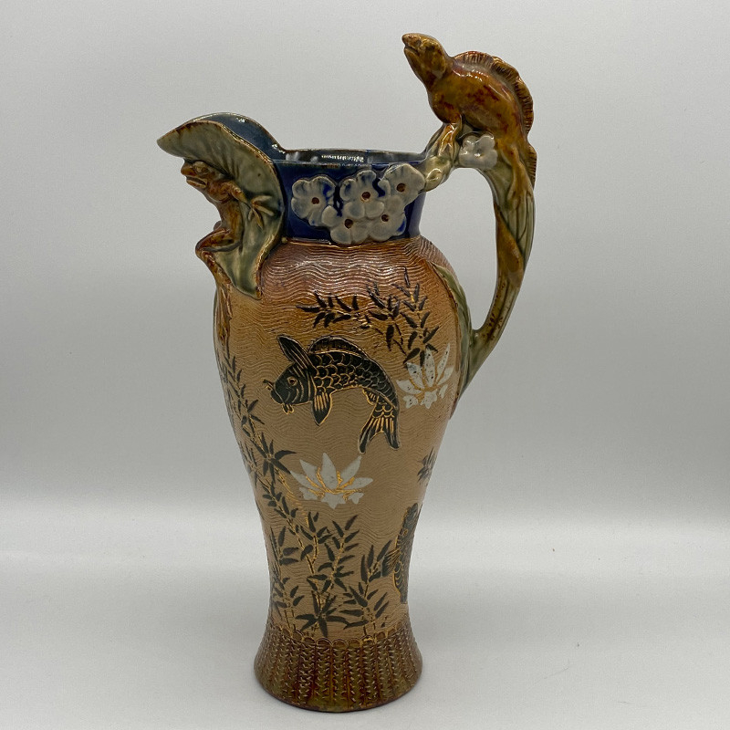 Royal Doulton Lambeth Stoneware Grotesque Frog & Lizard Ewer