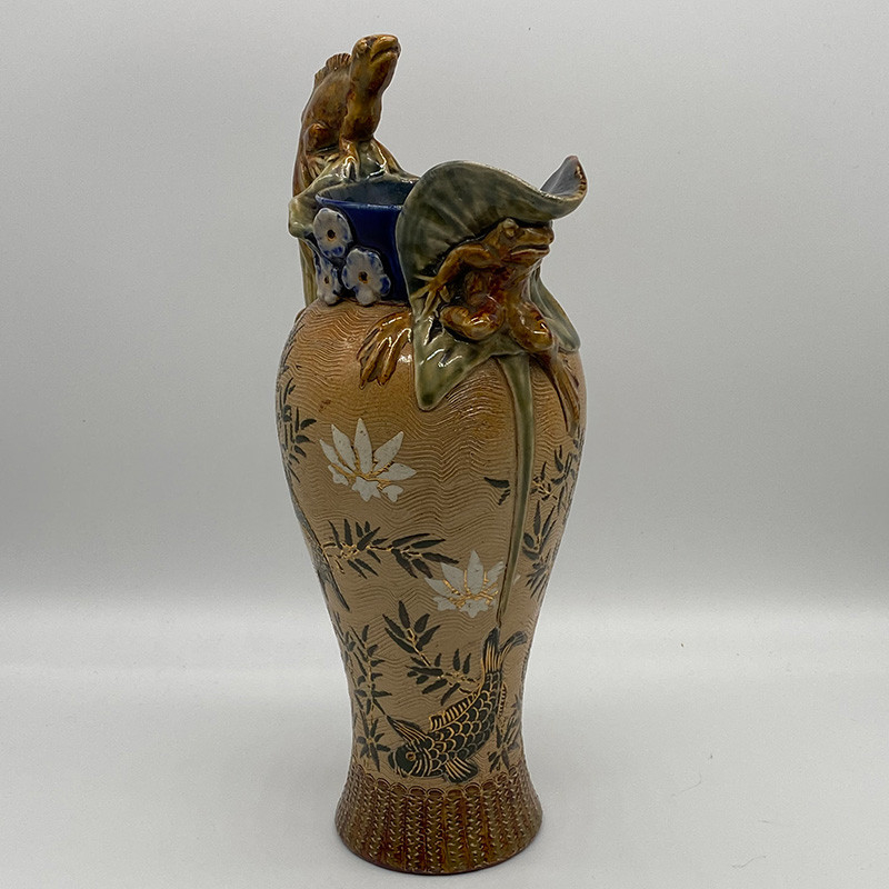 Royal Doulton Lambeth Stoneware Grotesque Frog & Lizard Ewer