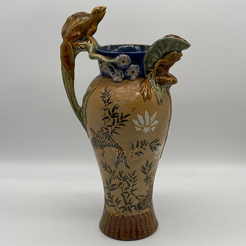 Royal Doulton Lambeth Stoneware Grotesque Frog & Lizard Ewer
