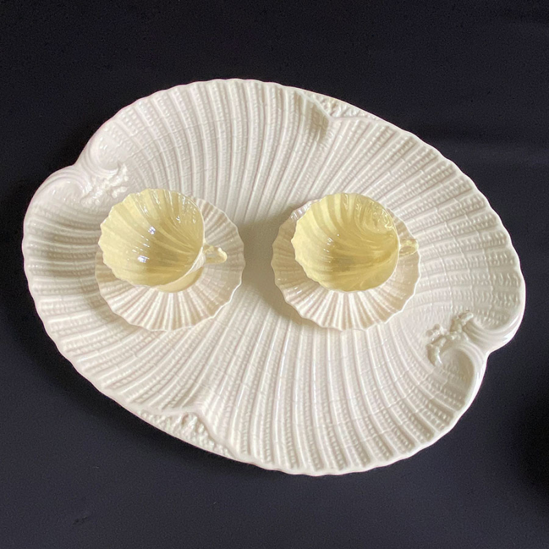 Early Irish Belleek Porcelain Neptune Tea For Two, Shell Shaped with ...