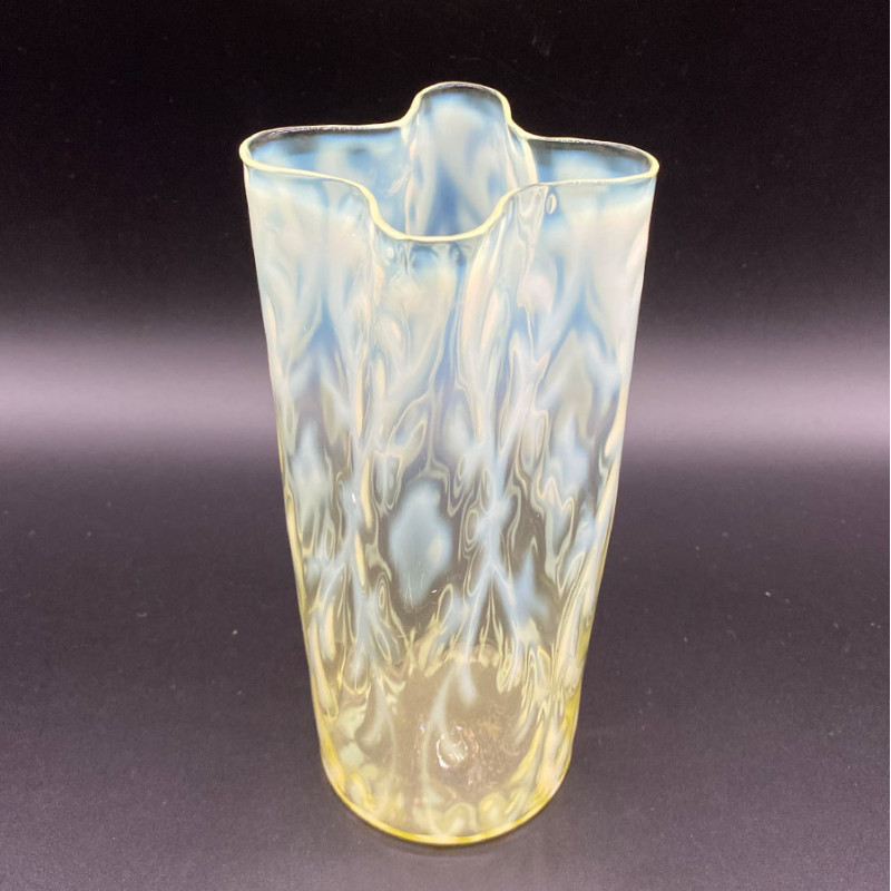 John Walsh Walsh Vaseline Glass Vase with New Opaline Brocade Pattern
