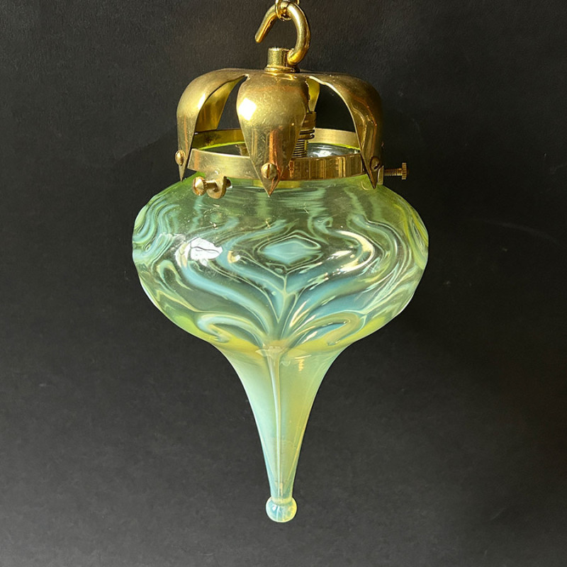 Arts and Crafts John Walsh Walsh Vaseline Glass Ceiling Lamp with ...
