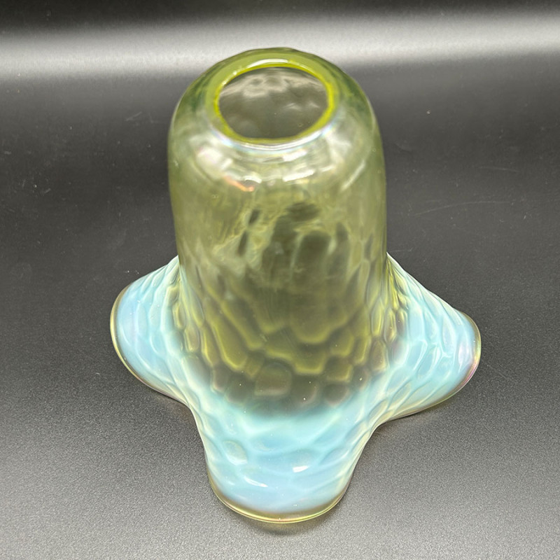 Vaseline Glass Lamp Shade with Hammering Effect and Iridescent
